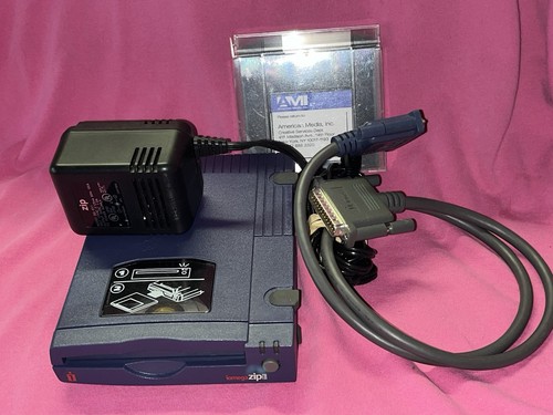 Iomega Zip 100 External Parallel Port Disc Drive Z100P2 PC Cable Power ...