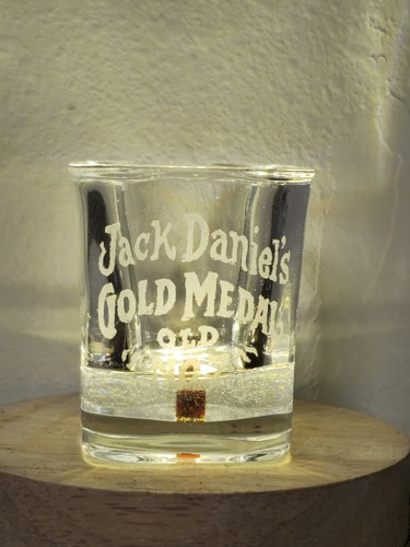 Jack Daniel's Etched Collector Shot Glass/ Sipper With Tiny Bottle | eBay