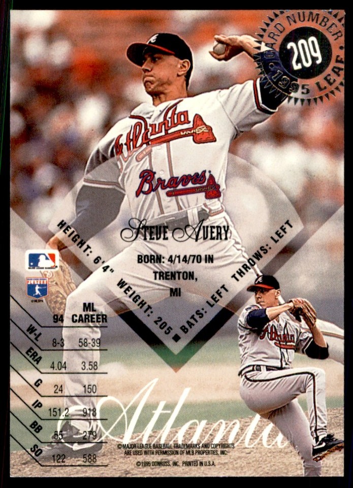 1995 Leaf Steve Avery Baseball Cards #209 | eBay