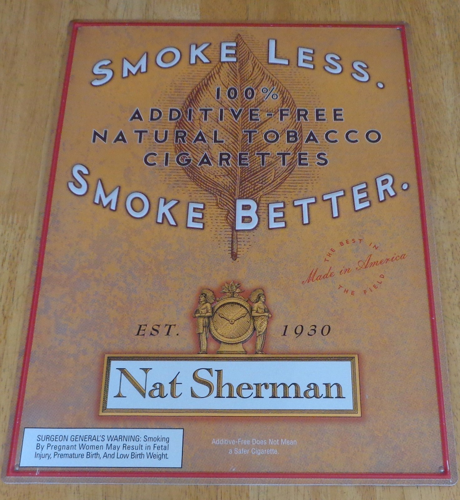 Nat Sherman Natural Tobacco Cigarettes Smoke Less Smoke Better Metal ...
