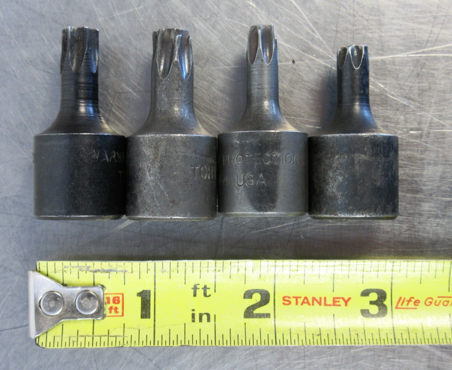 Lot of (4) Lisle Security Bit Sockets TORX T50 TORX T45 TORX T40 TORX ...