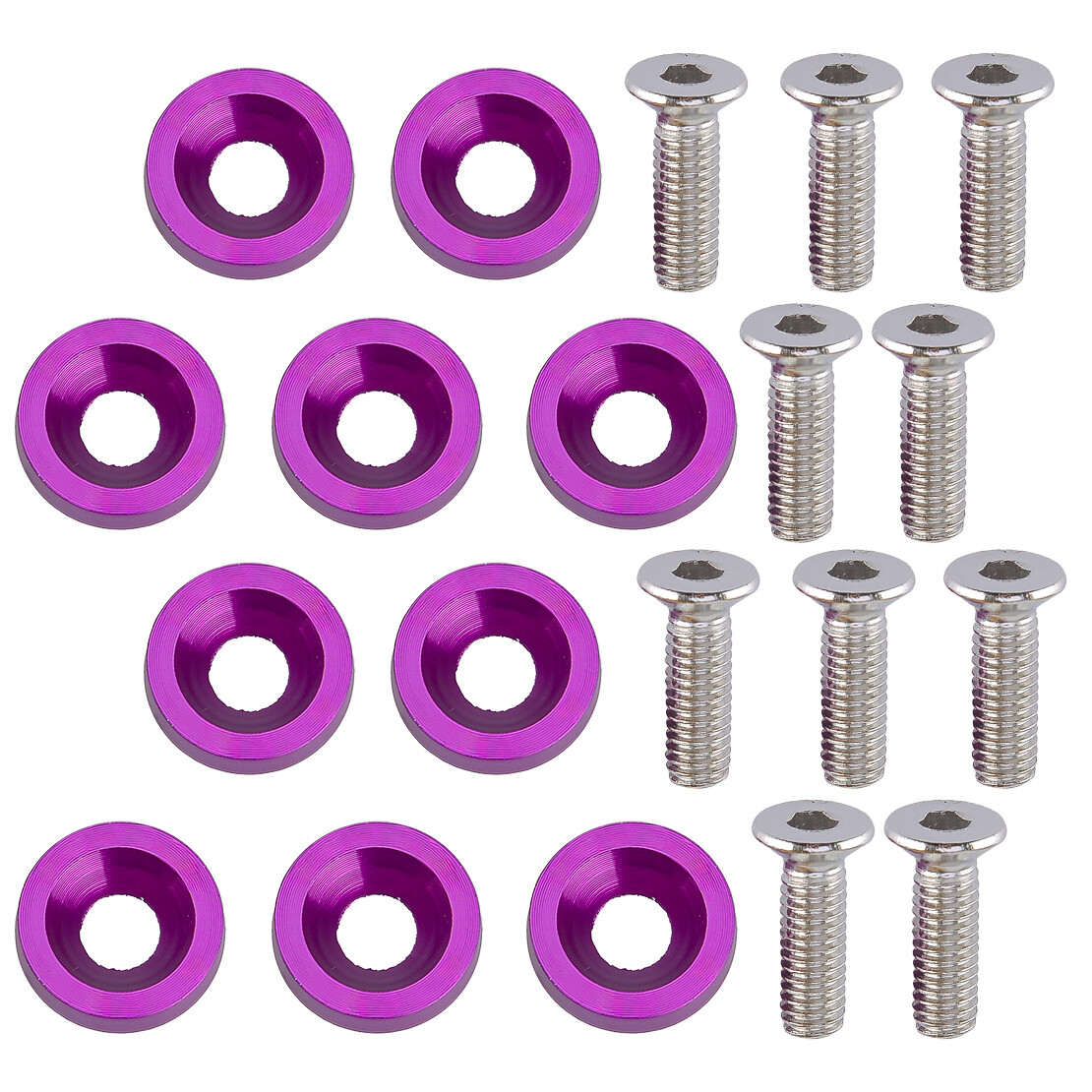 20X Purple Billet Aluminum Fender Bumper Washer Bolt Engine Bay Screw ...