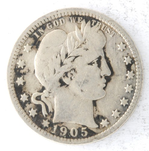 United States 1905 Barber Head Quarter 25c 90% Silver Philadelphia Mint ...