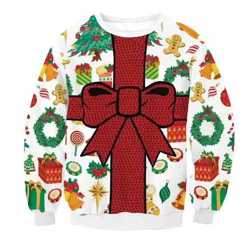 Christmas Gift Bow Present Design Funny Holiday Sweater Festive Pattern ...