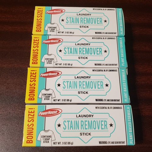 4 Boxes Powerhouse Laundry Stain Remover Stick Bonus Size Box | eBay