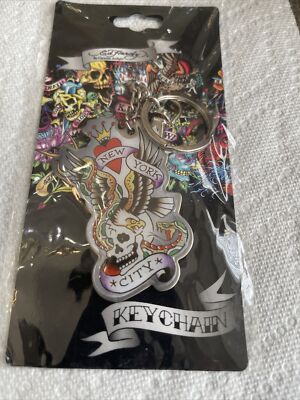 Ed Hardy By Christian Audigier New York City Skull with Wings Keychain ...