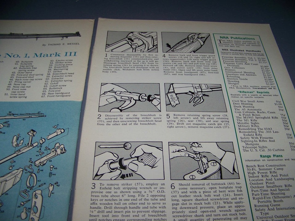 HISTORY: LEE-ENFIELD NO.1 MARK III RIFLE ..HISTORY/EXPLODED VIEW..RARE ...