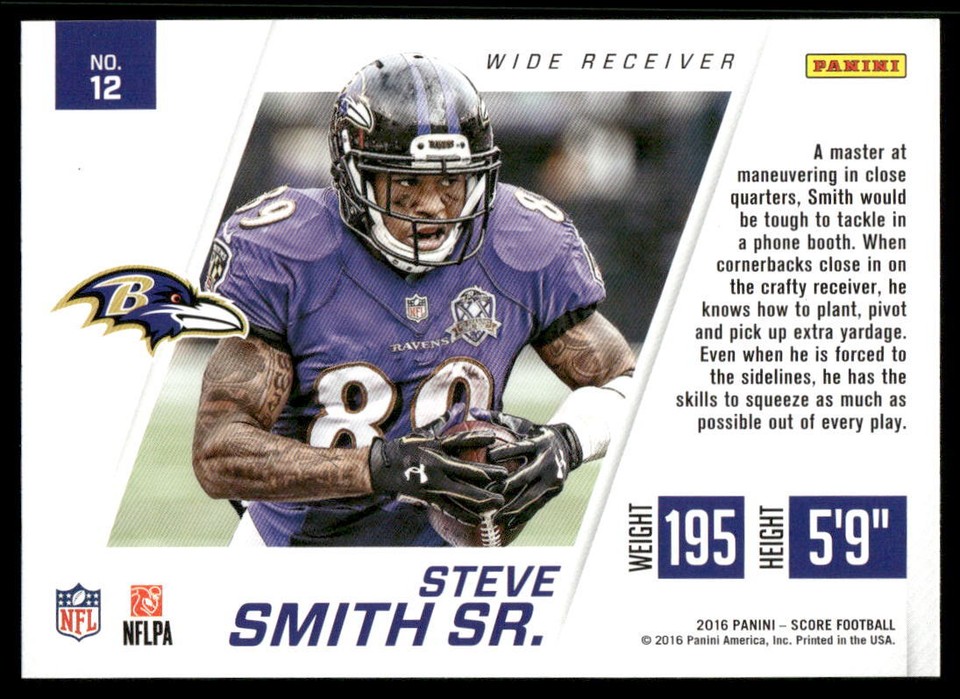 2016 Score Steve Smith Sr. 12 Toe the Line Baltimore Ravens | eBay