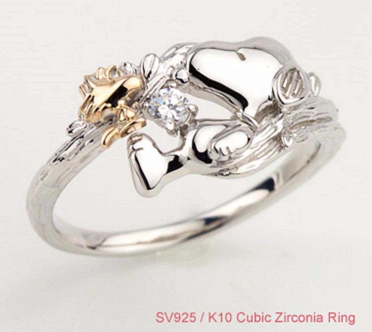 Snoopy Peanuts wood stock 10K SV925 silver Ring jewelry Snoopy Peanuts wood stock 10K SV925 silver Ring jewelry