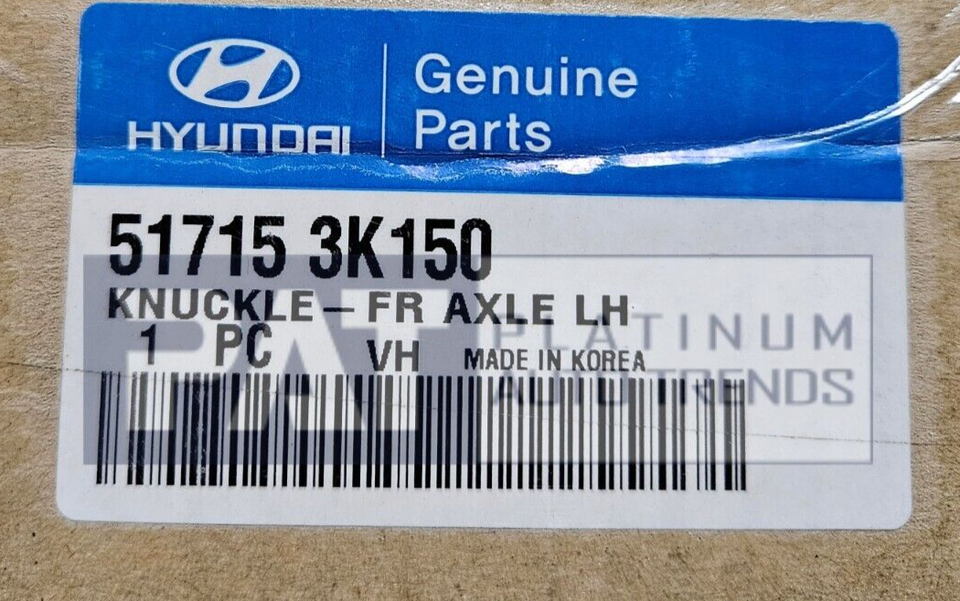 GENUINE HYUNDAI AZERA 2006-2008 FRONT AXLE STEERING KNUCKLE LH, 51715 ...
