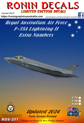1/72 Ronin Decals RDS-201 RAAF F-35A Extra Number decals | eBay Australia