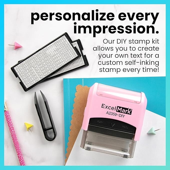 Self-Inking DIY Custom Rubber Stamp Kit - Personalized Stamper for ...
