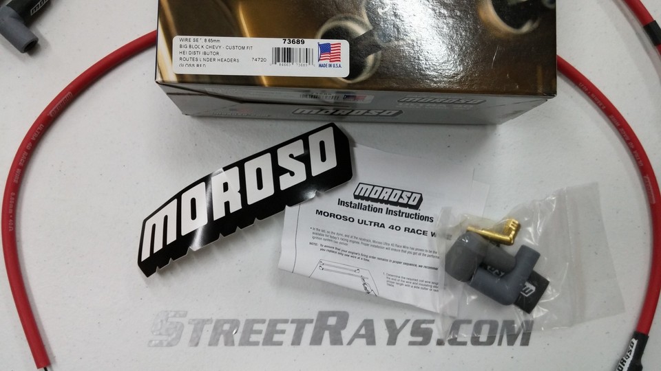MOROSO ULTRA 40 RED SPARK PLUG WIRES BBC CHEVY 454 502 Under Header HEI ...