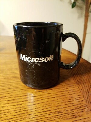 Microsoft Vintage "Marbled" Black Mug; Branding Logo Etched Into Mug | eBay