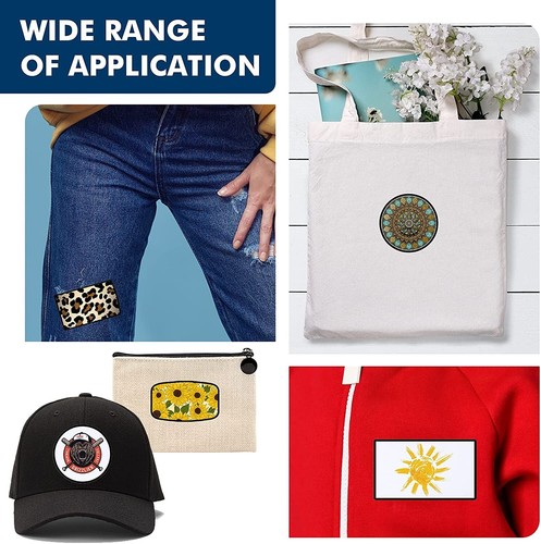 New 30 Pieces Sublimation Patches Fabric Iron-on Blank Patches 3 Shapes ...