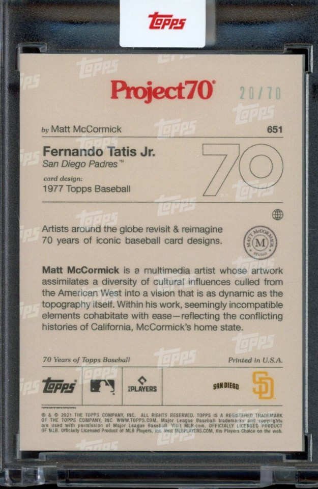 2021 Topps Project 70 Card #651 Fernado Tatis Jr Matt McCormick Rainbow ...