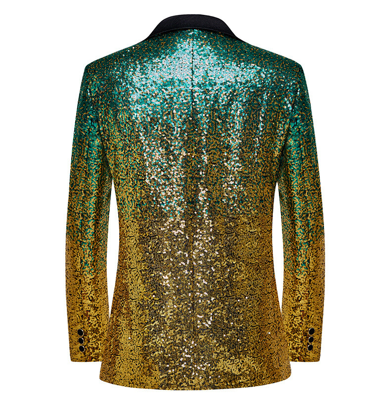 Men's Dress Sequin Stage Catwalk Suit Host Suit Jacket Casual Slim Fit ...
