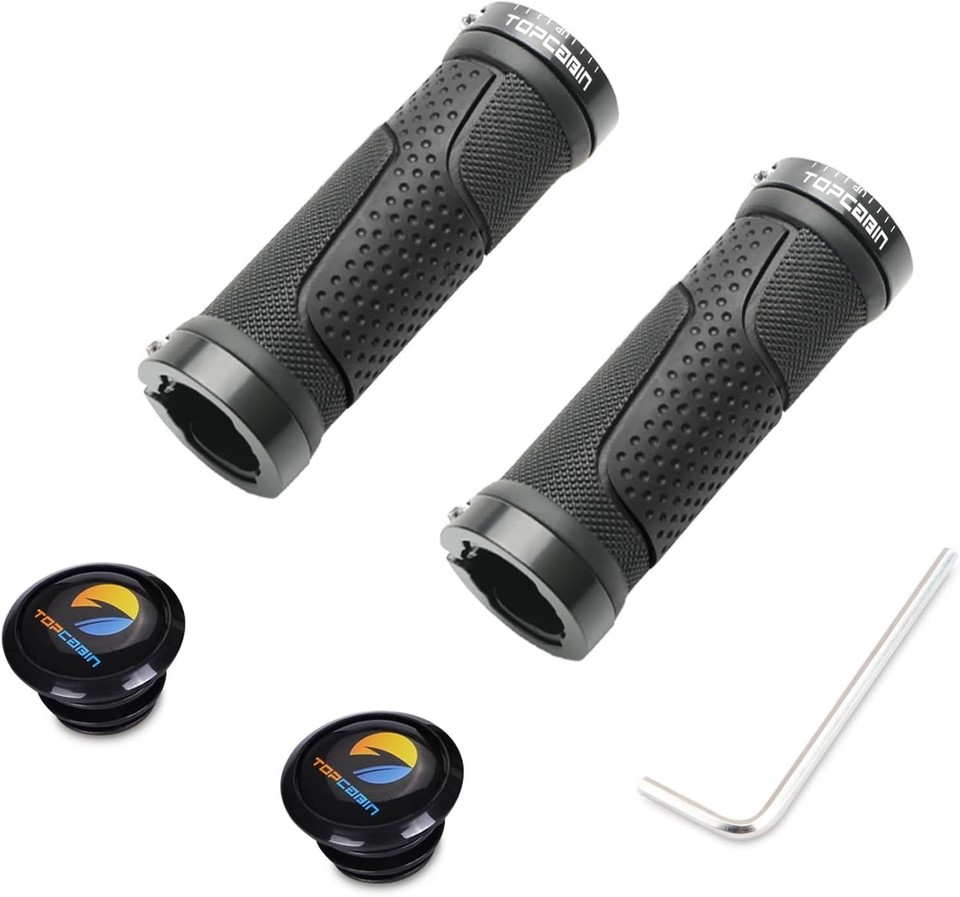 Ergonomic 90MM Rubber Bike Handlebar Grips, Skid-Proof Double-Lock ...