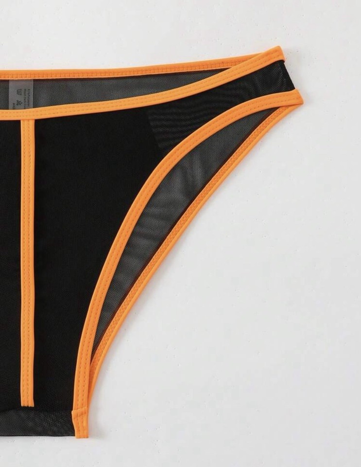 Men’s Black Mesh Swim Briefs/ Triangle Swimsuit/ Speedo/ Thong/ Trunks ...