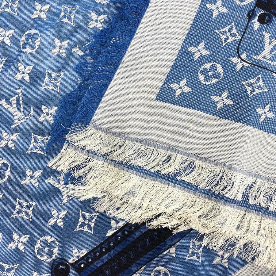 LOUIS VUITTON LV Monogram Koi Fish Blue White Scarf S… - Gem