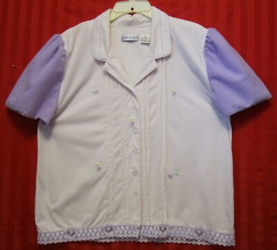 Women's Allyson Whitmore Vintage Pajama Top Lavender, Ivory Size L ...