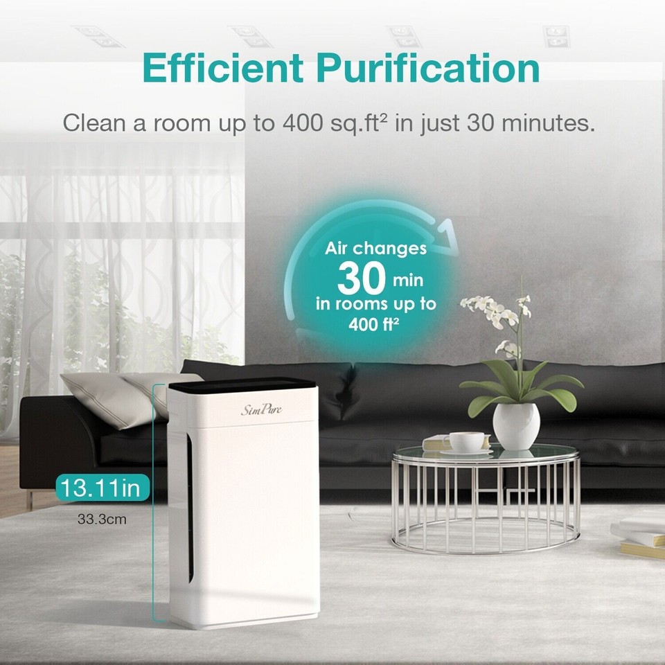 SimPure HP8 Air Purifiers True HEPA Filter Air Cleaners for Home Large ...