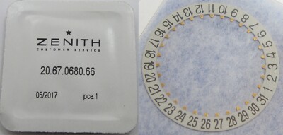 Zenith Elite watch movement 680 ... part new calendar disc white 6Hr ...