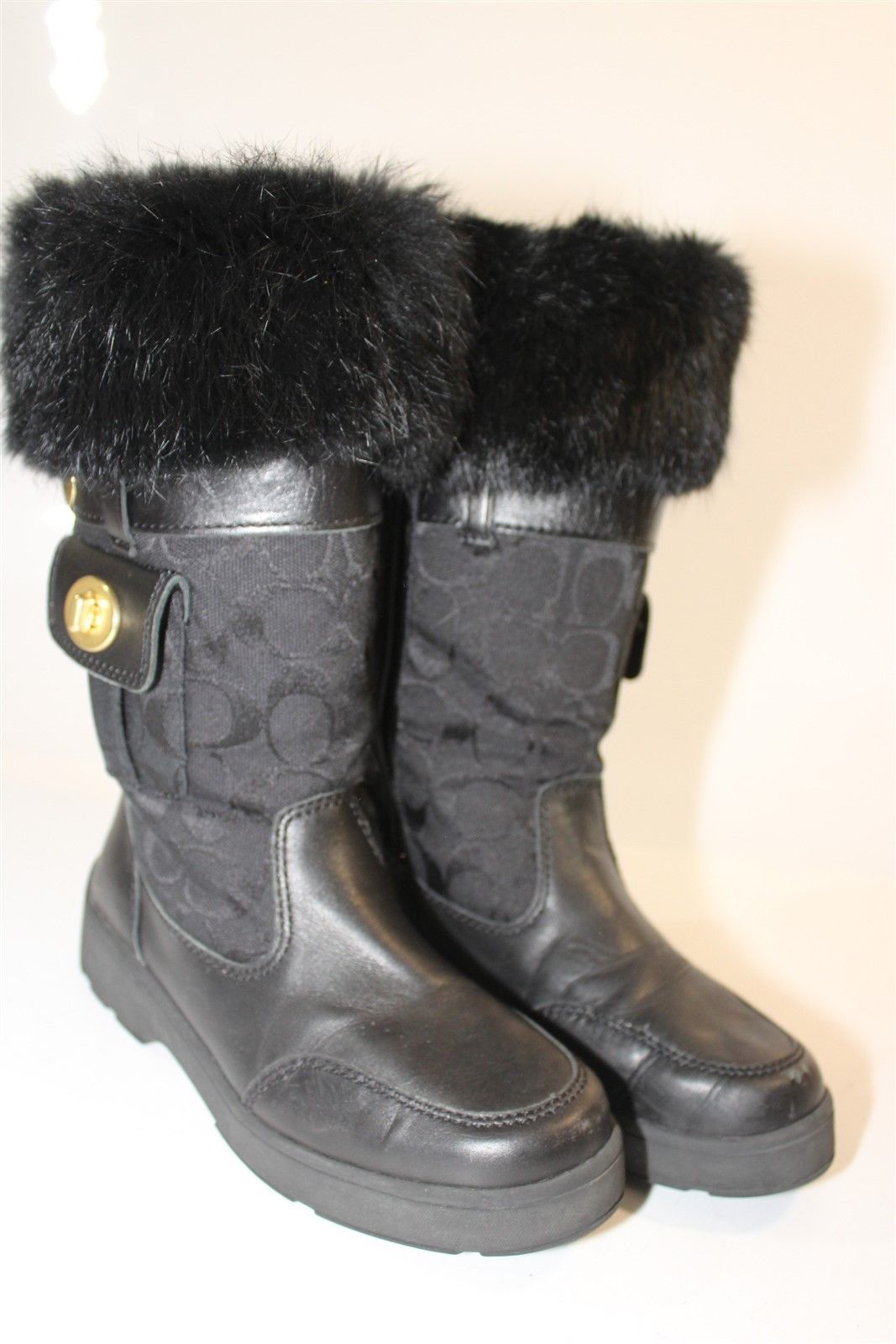 Coach Boots,6M, Coach Leather Jaquard Fur Boots, Desi… - Gem