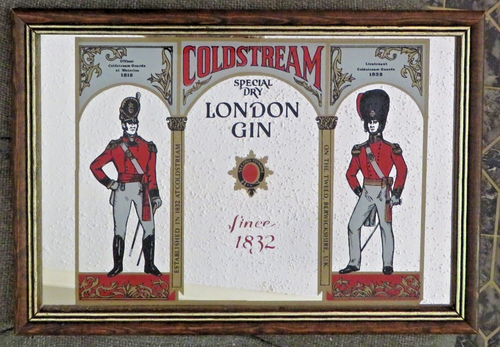 COLDSTREAM LONDON GIN Framed 13X9" Mirror Berwickshire U.K. Waterloo ...