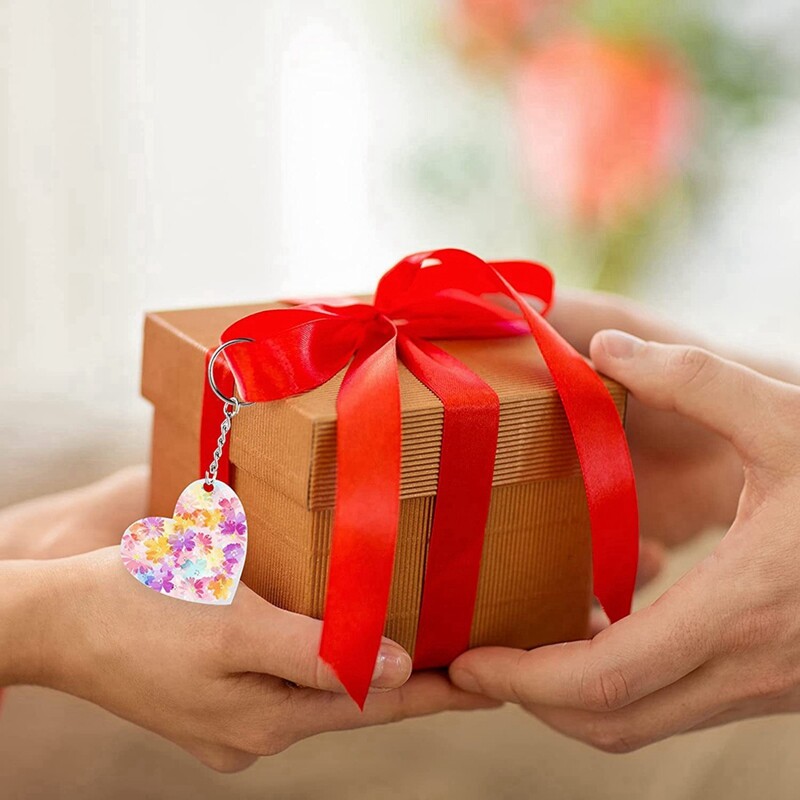 100Pcs Acrylic Keychain Blanks Decoration Crafts Round Heart-Shaped ...