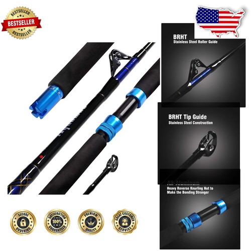 Sensitive Offshore Trolling Rod - 1-Piece Carbon Fishing Rod for Marlin ...