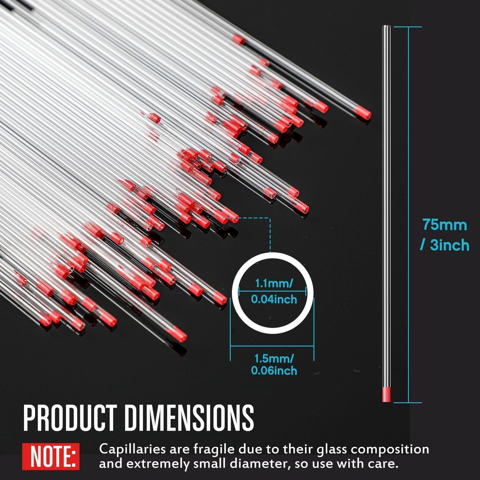 200 Pcs Glass Capillary Tubes 75 mm Micro Pipette Capillary Transfer ...