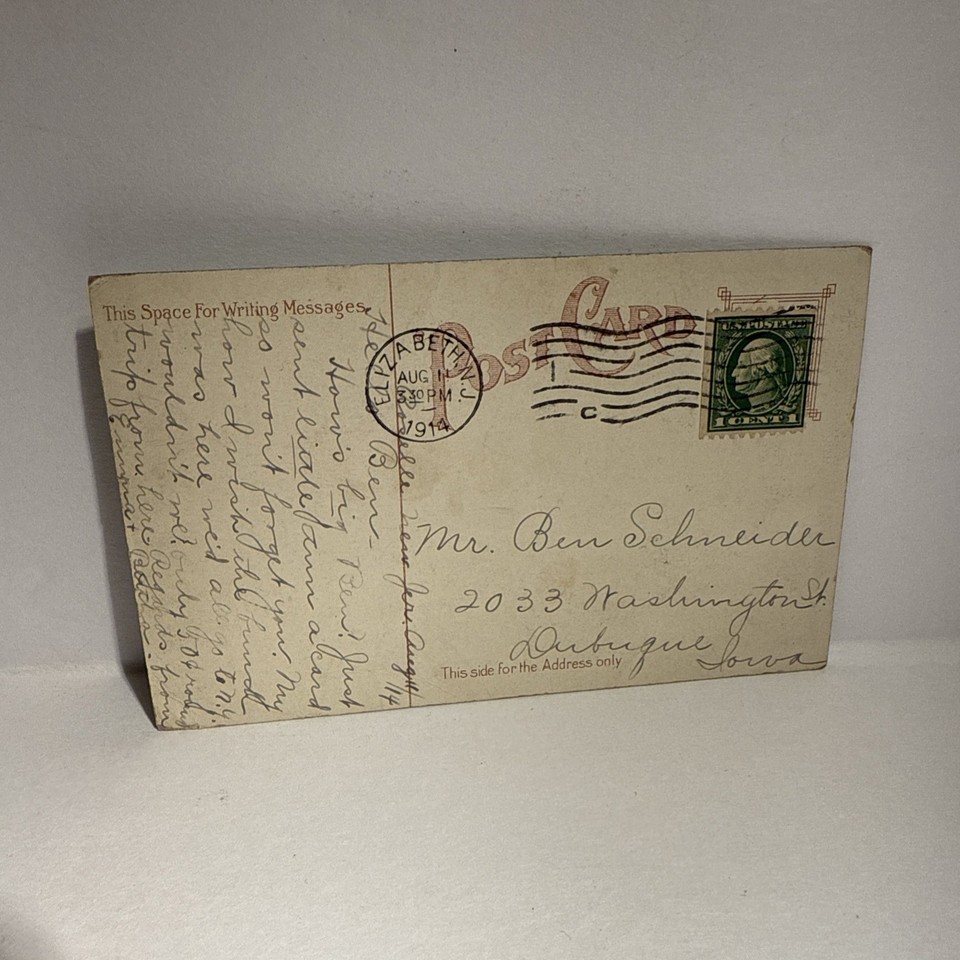 1914 Original Postcard Union Square Elizabeth New Jersey NJ Main Street ...