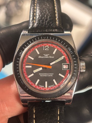 1970's American Time Swiss Skin Diver Manual Wind Mens Vintage Watch | eBay