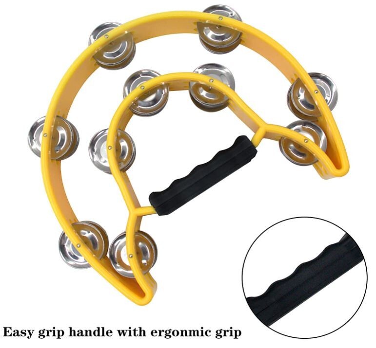 Double Row Tambourine Metal Jingles Hand Held Percussion Instrument ...