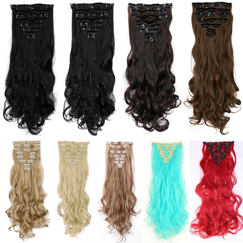 Mega Thick 18Clips Clip in Full Head Hair Extensions Extension As Human ...