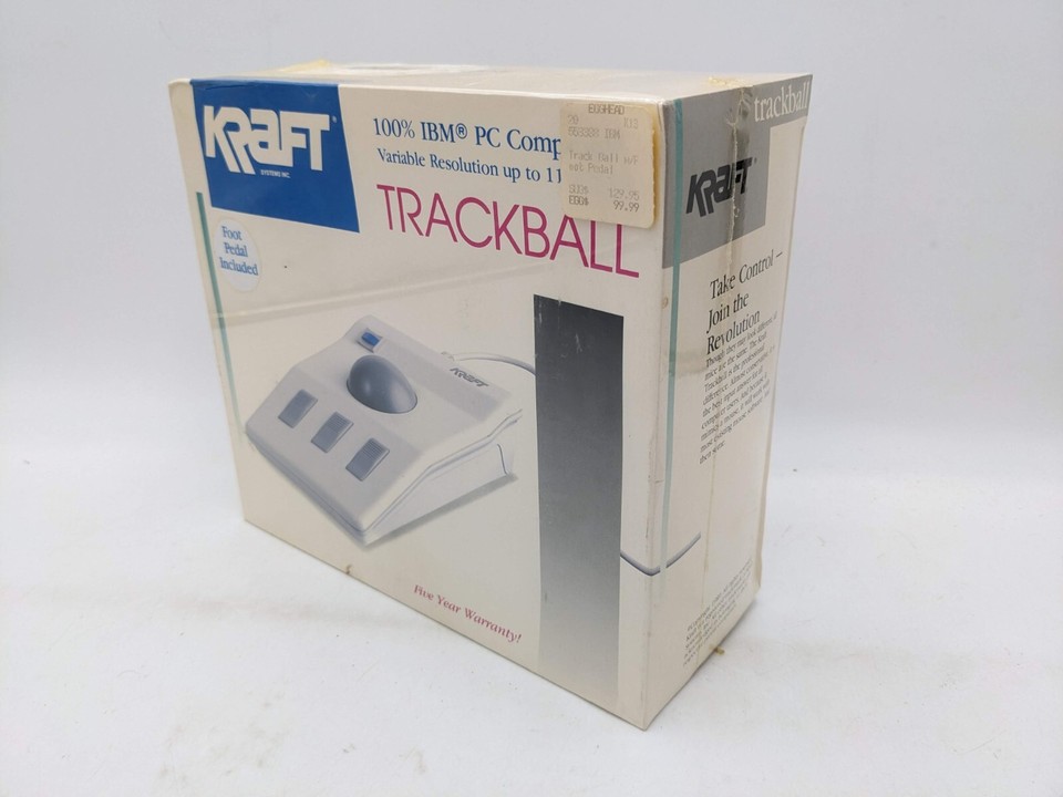 New NOS Kraft Trackball Mouse IBM PC Compatible W/ Foot Pedal 1989 ...