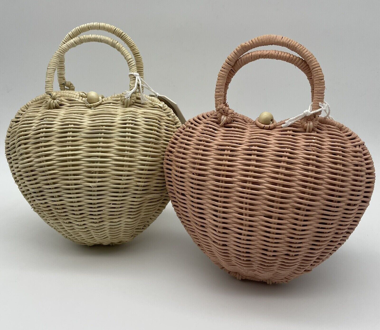 Handmade Heart Shaped Rattan Wicker Luvya Bag, Storage Basket Cotton ...