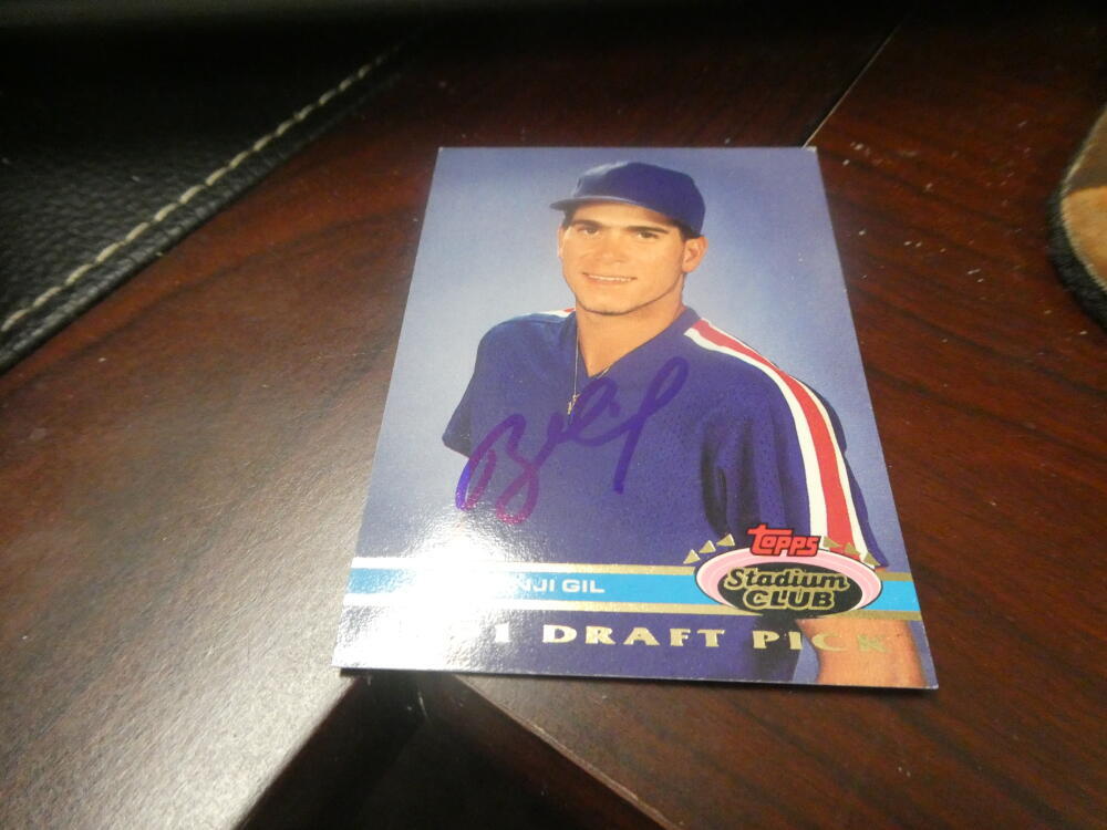 Benji Gil Texas Rangers Signed 1991 topps stadium club rookie Card COA ...