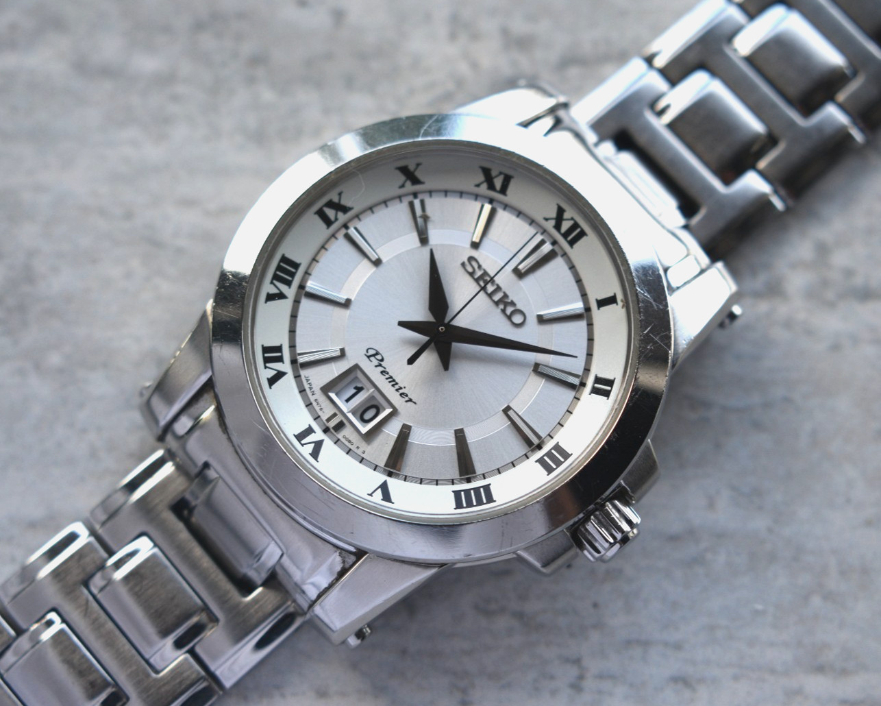 Seiko Premier Quartz Silver Sunburst Dial Bracelet Me… - Gem
