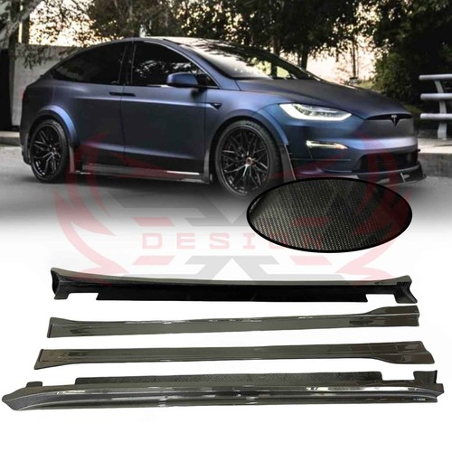 Carbon Fiber Side Skirt Panel Extension Lip Rocker Fits 2022+Tesla ...