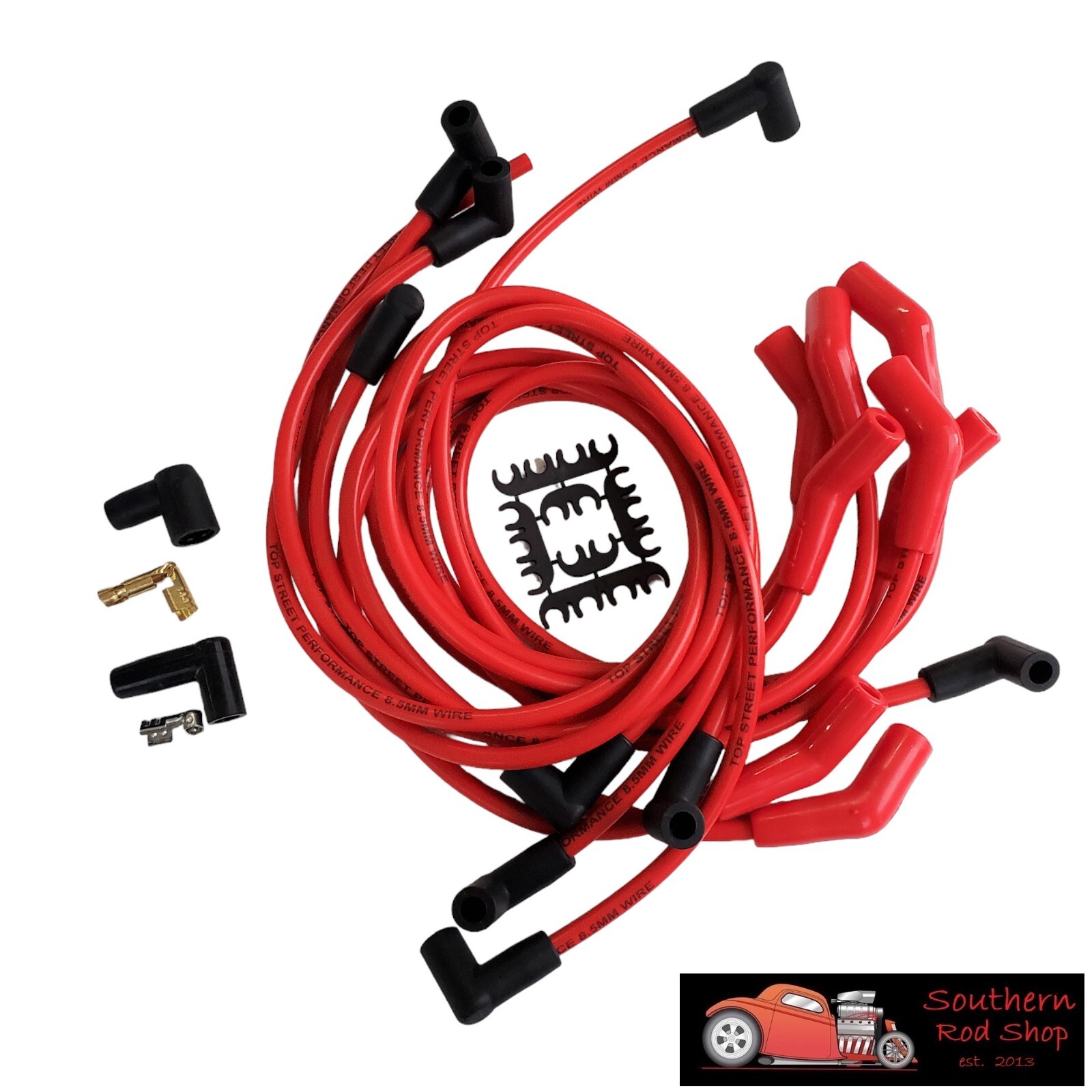 Small Block Ford 8.5mm Red Spark Plug Wires 45 Degree SBF 289 302 351W ...