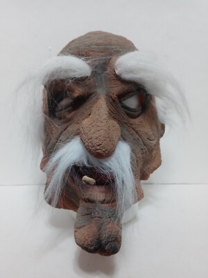Retro Halloween Old Man Witch Mask Wrinkled Scary Grandpa Latex Cosplay ...