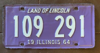 Illinois 1964 License Plate # 109 291 | eBay
