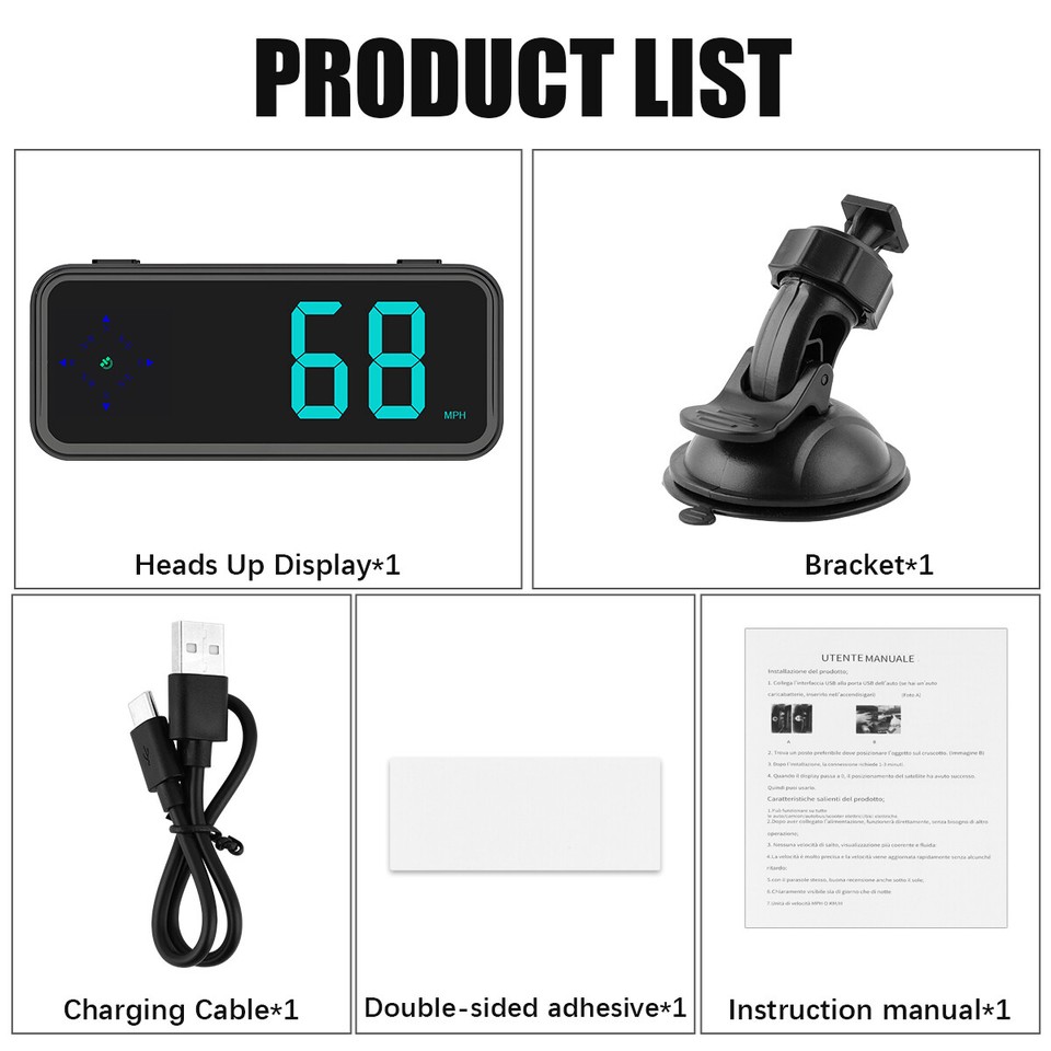 2024 Mini LED Digital Speedometer GPS Car HUD Head Up Display MPH/KMH ...