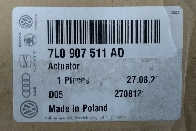 Genuine Volkswagen HVAC Air Inlet Door Actuator Servomotor 7L0907511AD ...