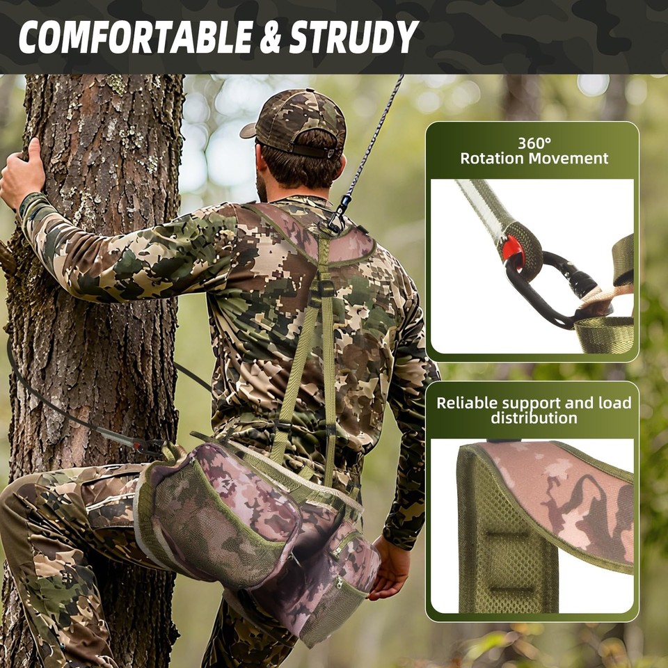 Camo Tree Saddle Hunting Kit - Heavy Duty Tree Hunting Saddle System ...