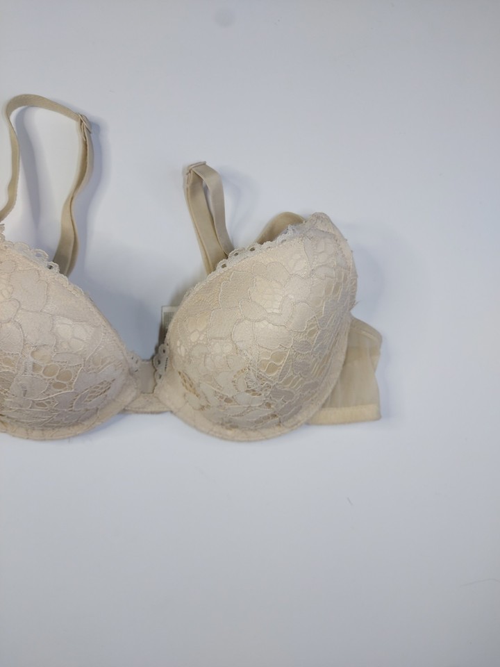 Primark Beige Padded Push Up Bra Size 32A Underwired Floral Lace | eBay UK