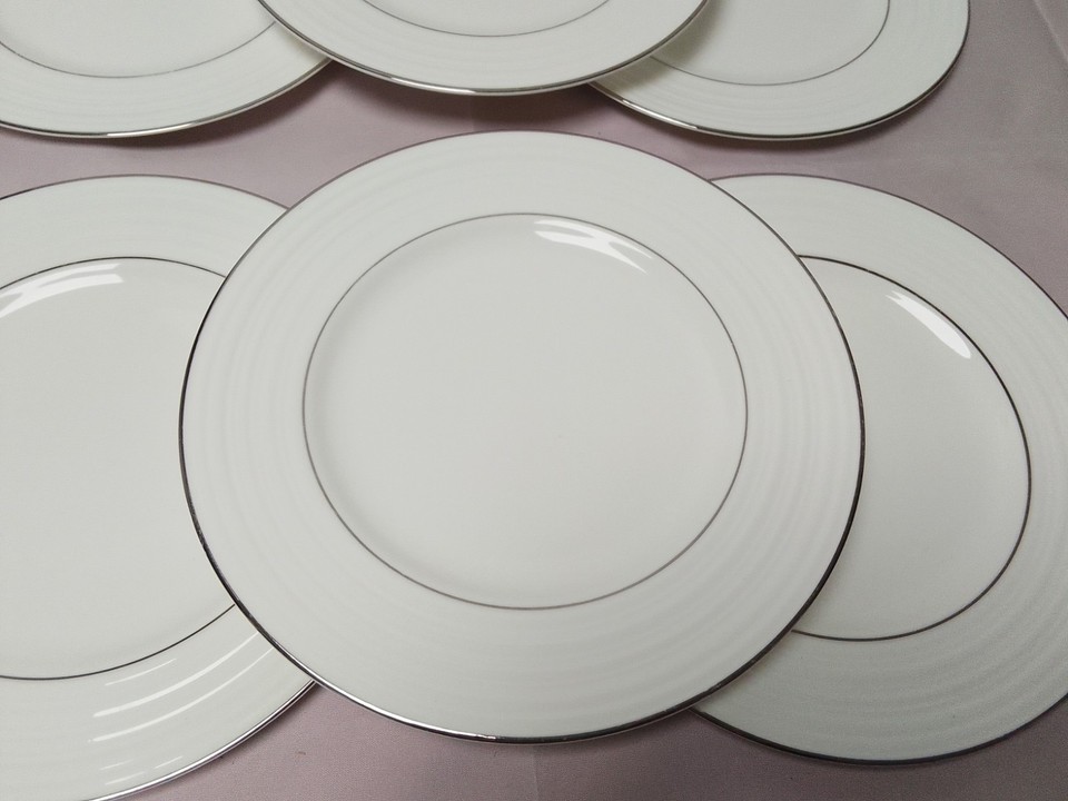 Soho Platinum by Linea ~ Set of 6 Dinner Plates ~ Excellent Condition ...