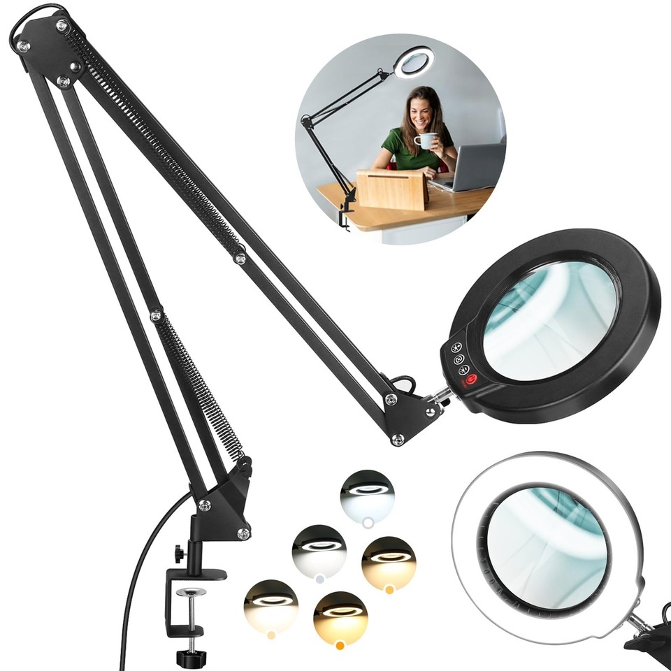 10X Large Magnifying Glass with Light and Stand, 2 x 16 Inch Adjustable ...